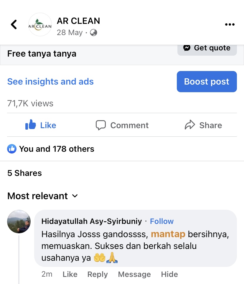 Testimoni | PT. AR GROUP BERKAH BERSAMA